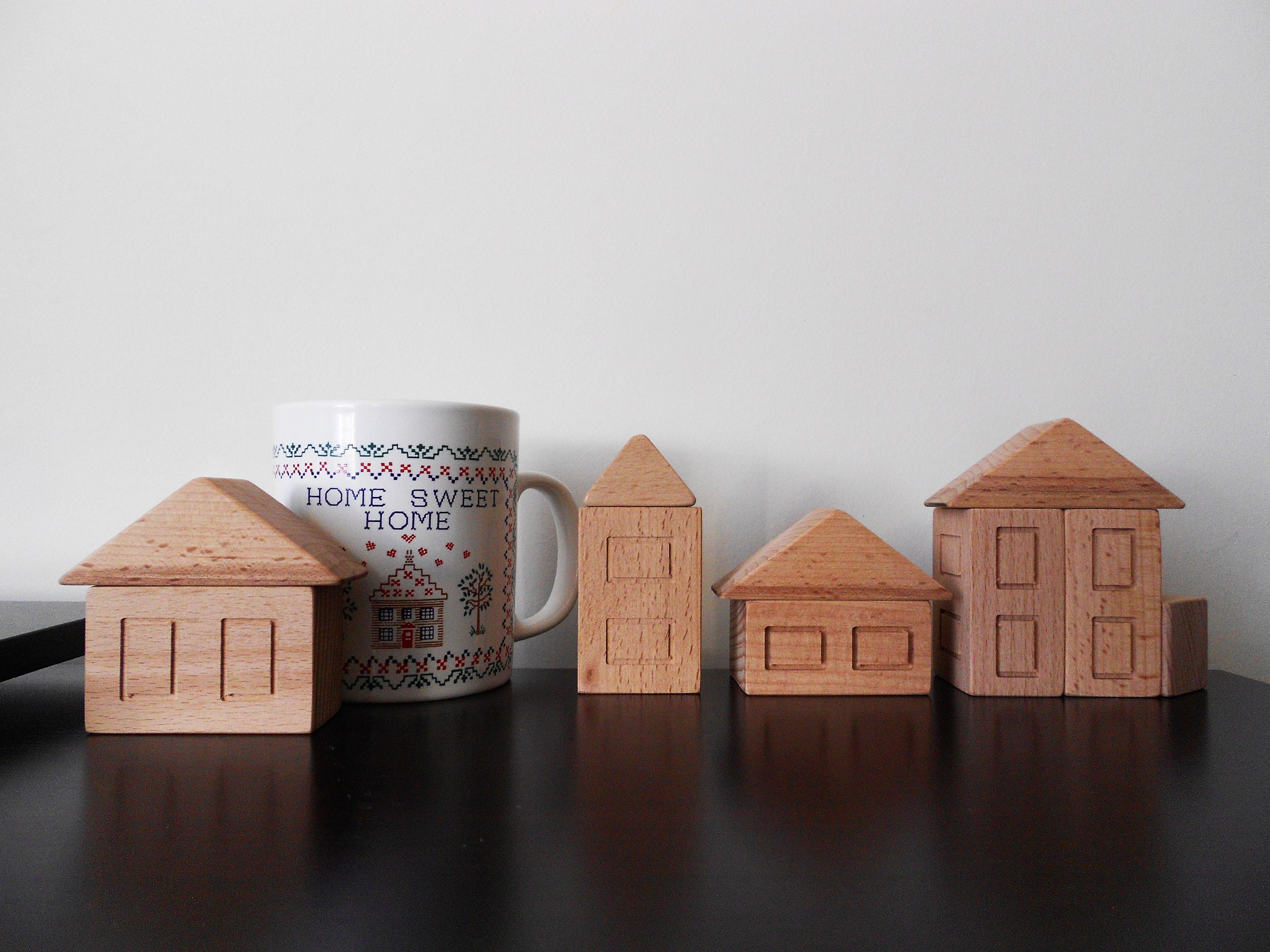 10 Piece Tiny House Set, Paintable Miniature Houses, Minimalist Natural ...