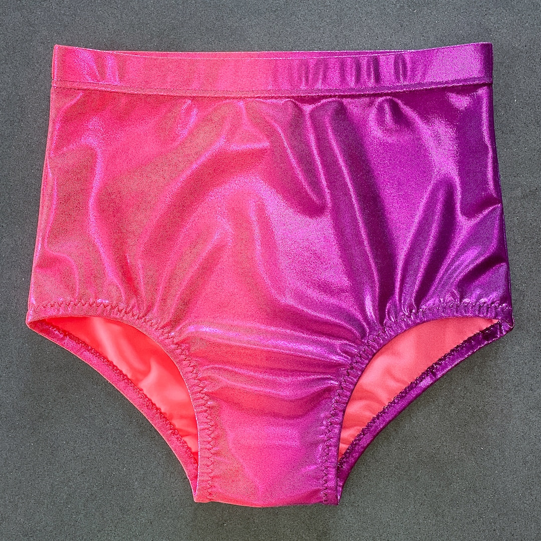 LARGE (34-36) Metallic Ombre Foil Orange & Purple Pro Wrestling Trunks ...