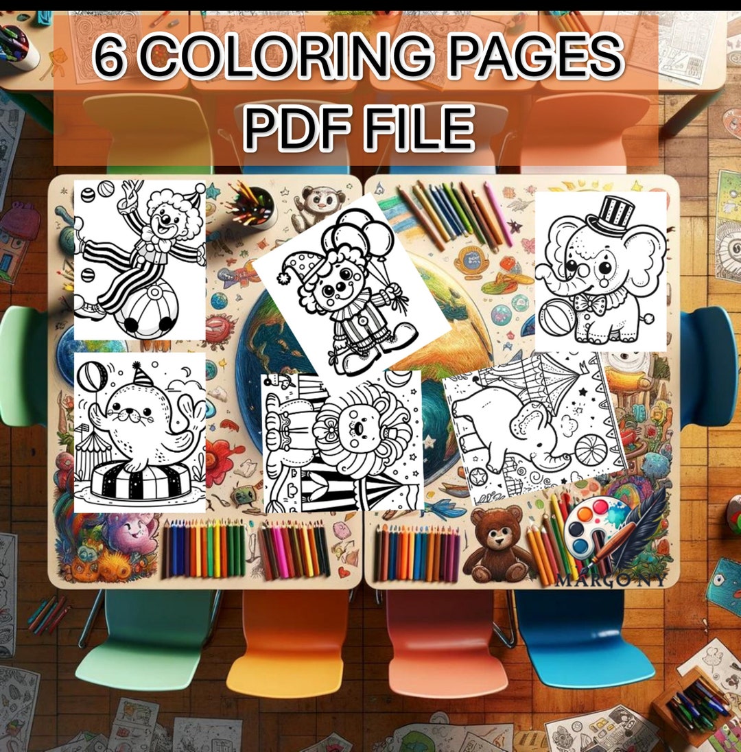 Circus Coloring Pages: Kids Carnival Activity Sheets, (digital Download ...