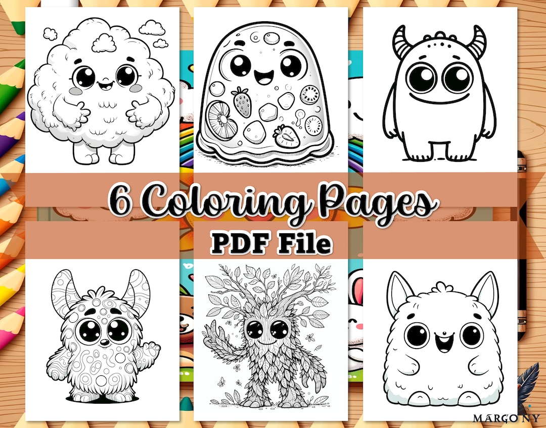 6 Charming Friendly Monsters Coloring Pages, Easy-to-color Designs That ...