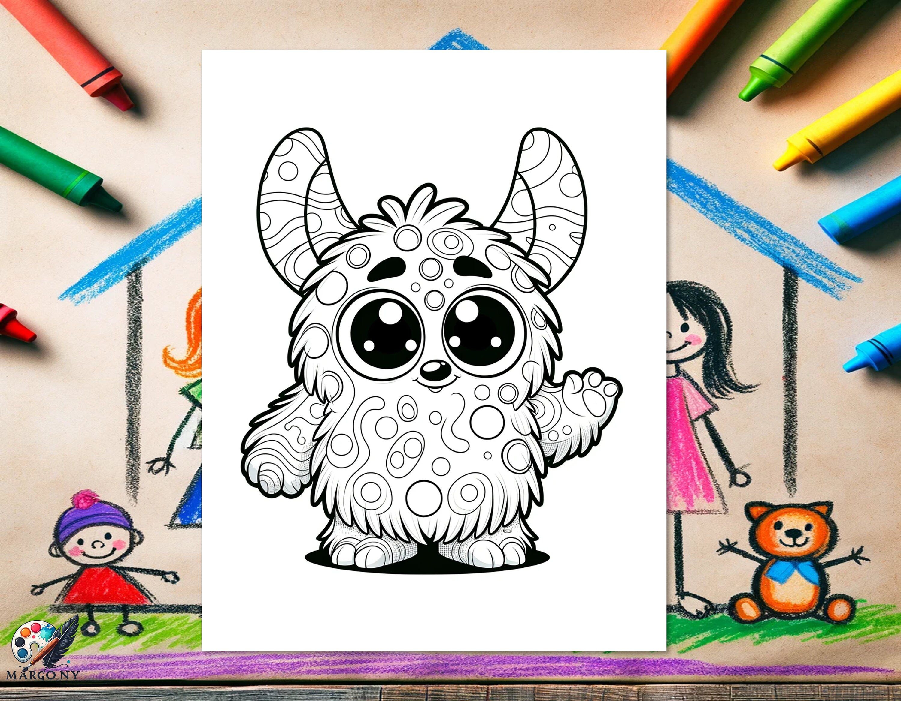 6 Charming Friendly Monsters Coloring Pages, Easy-to-color Designs That ...