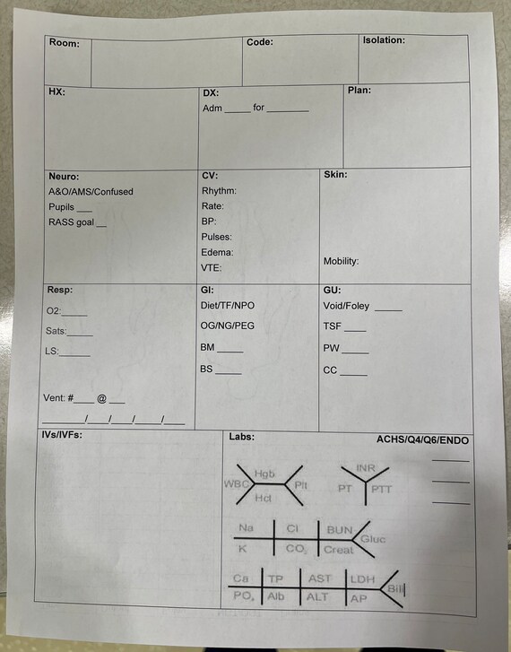 The BEST ICU Report Sheet - Etsy