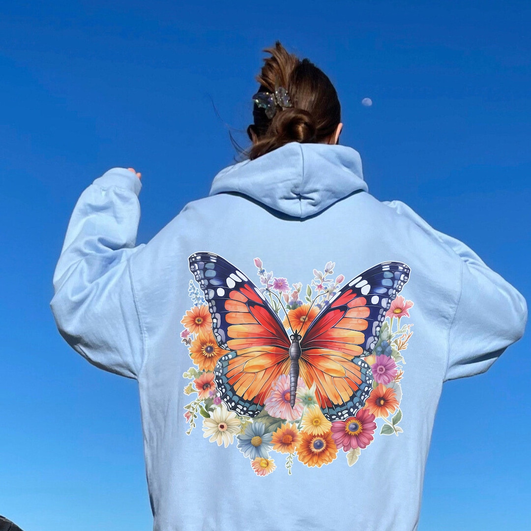 Butterfly Hoodie, Floral Butterfly Sweatshirt, Butterfly Lover Tee ...