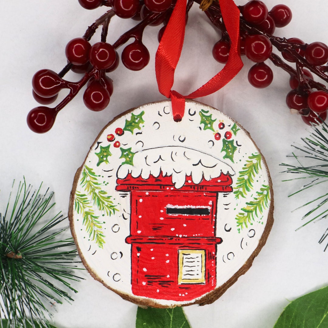 Red Post Box Hand-painted Christmas Tree Decoration Post Box - Etsy UK