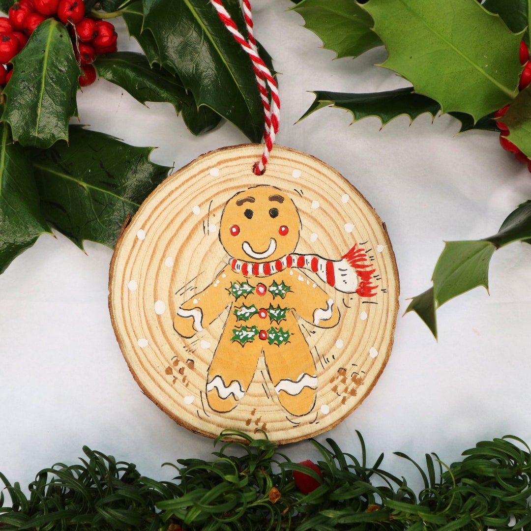 Gingerbread Man Hand Painted Christmas Decoration, Gingerbread Man ...