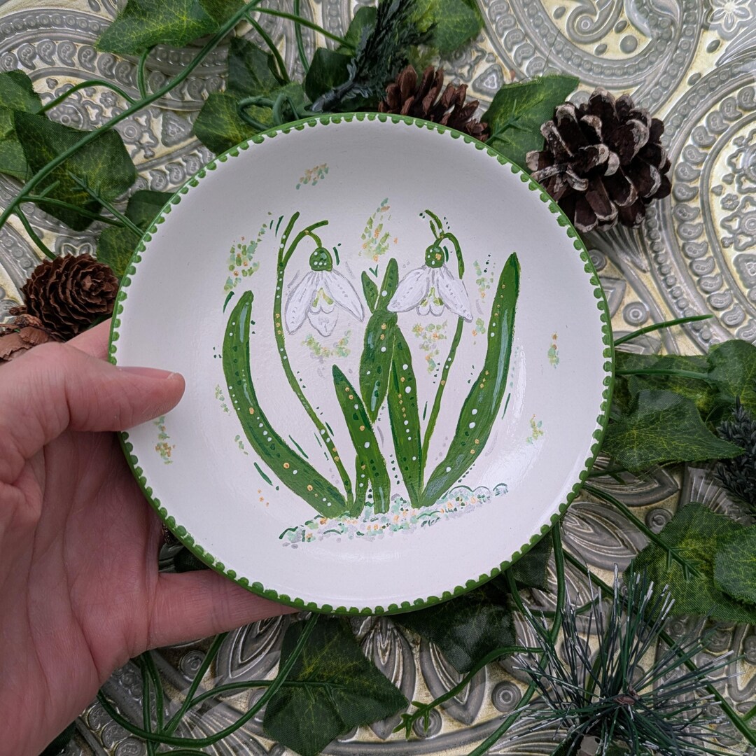 Hand-painted Snowdrop Ceramic Ring Dish: Jewellery/ Trinket Dish - Etsy UK