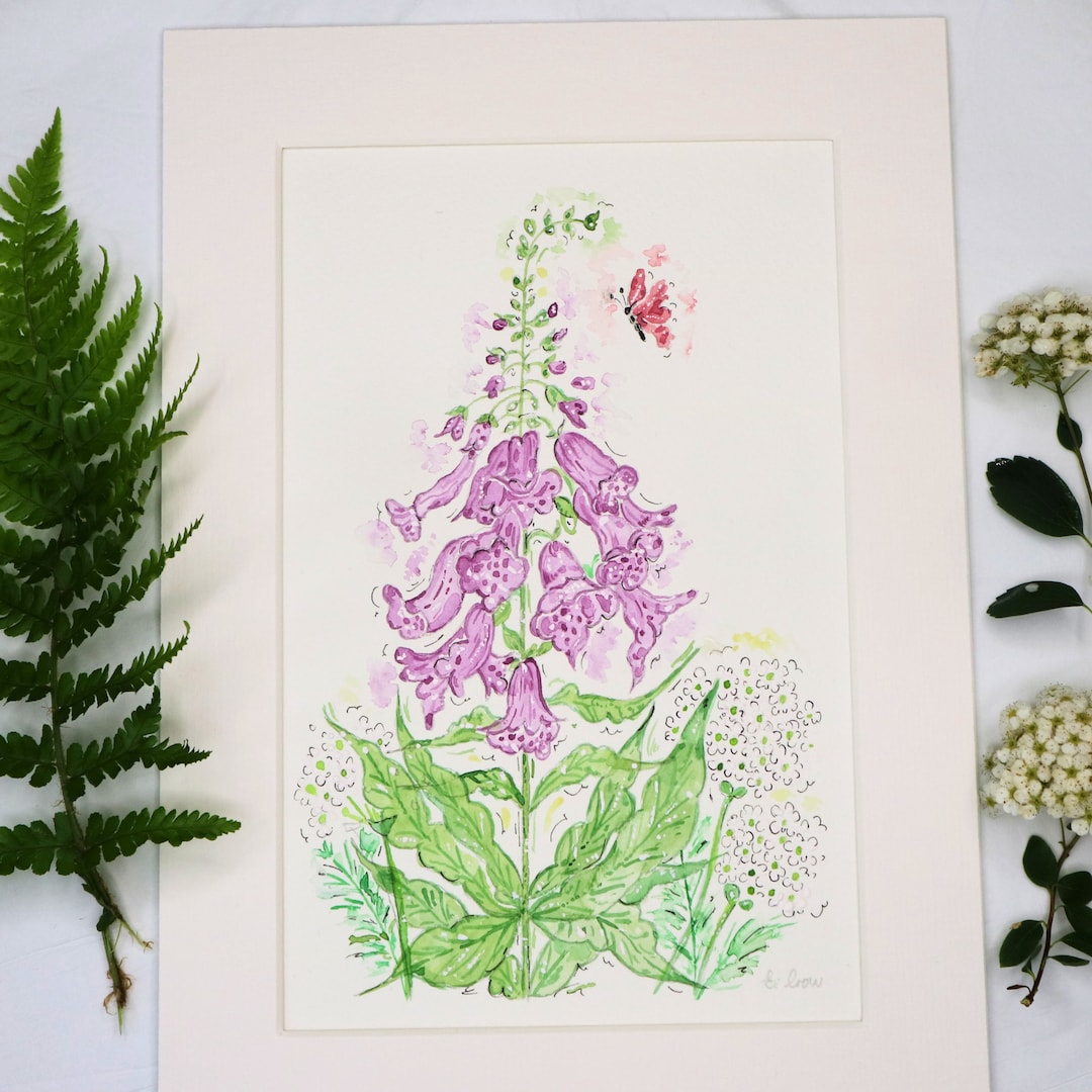 Foxglove Original Signed Watercolour Painting, Foxglove Art, Foxglove ...