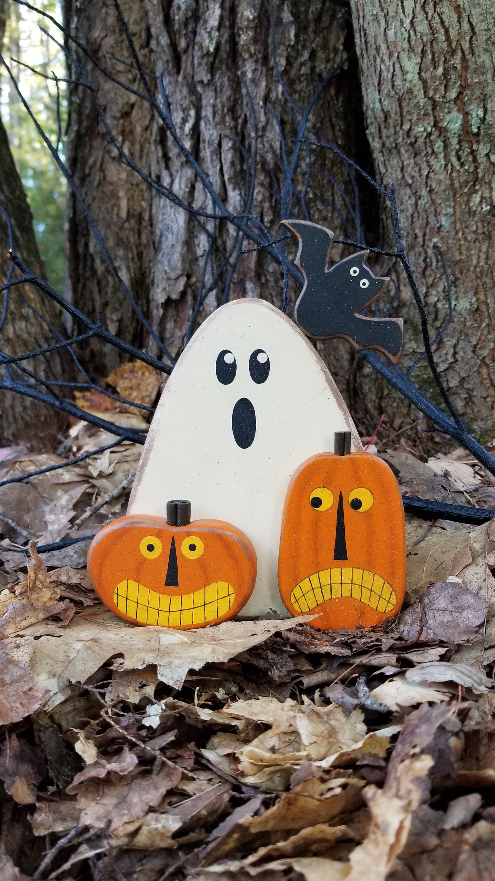 Handmade Wooden Ghost Decor: Vintage Halloween Display - Etsy