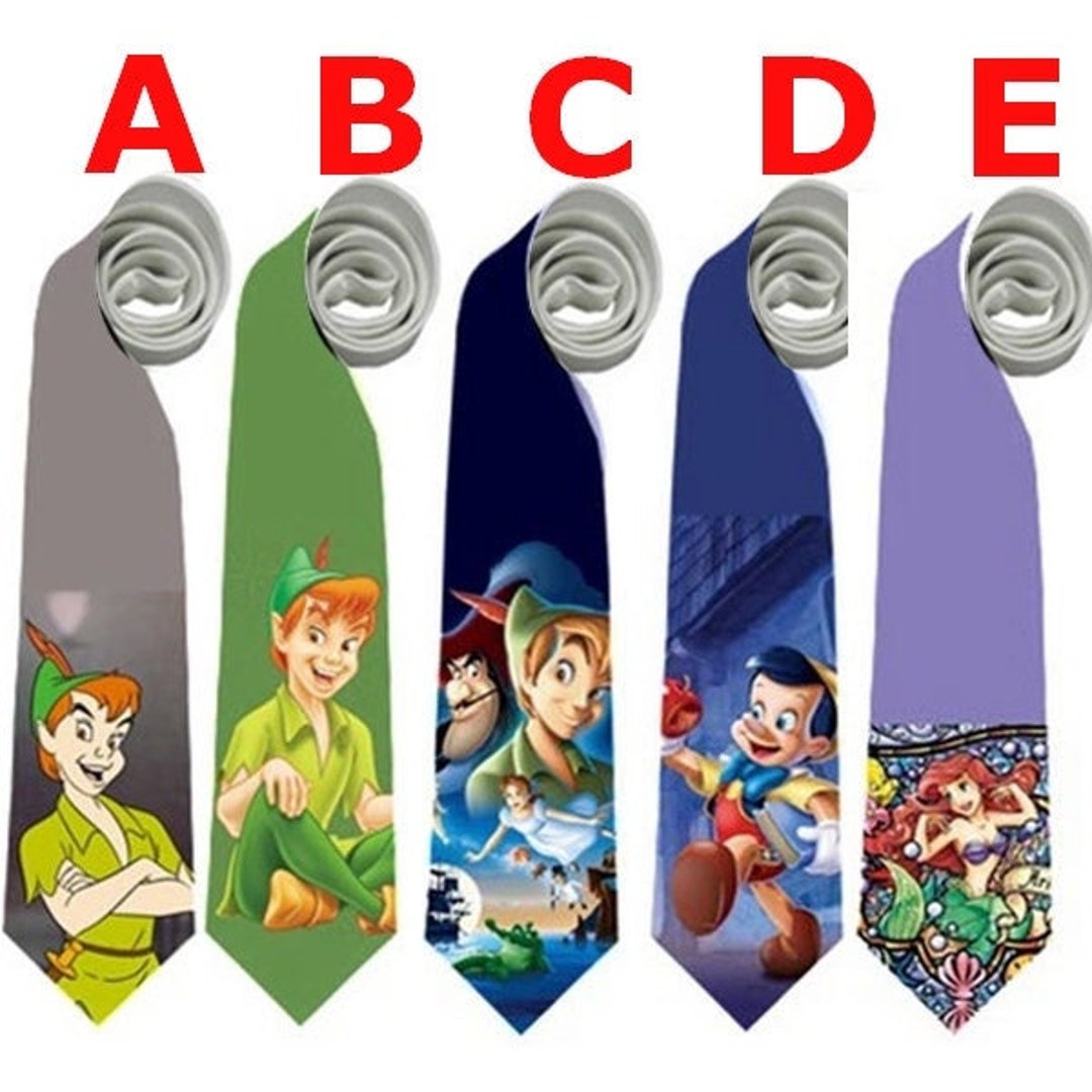 Necktie Peter Pan Wendy Captain Hook Ariel Mermaid Gepetto Pinocchio ...