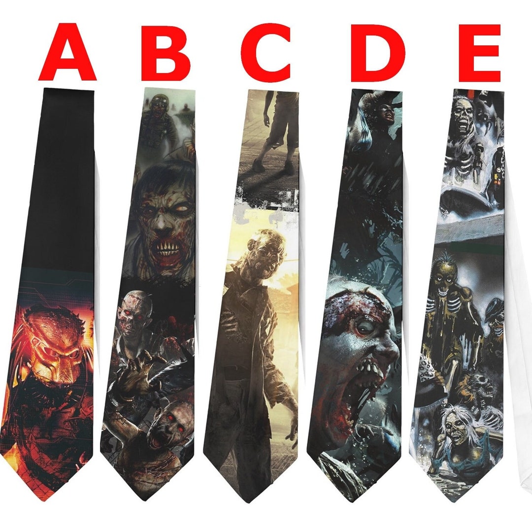 Necktie Evil Zombies Predator Horror Halloween Skeleton Halloween ...