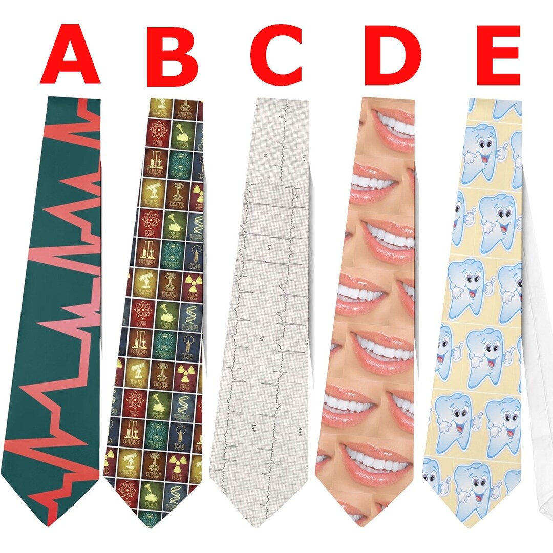 Necktie Cardio Surgeon Electrocardiogram ECG EKG Dentist Implantologue ...