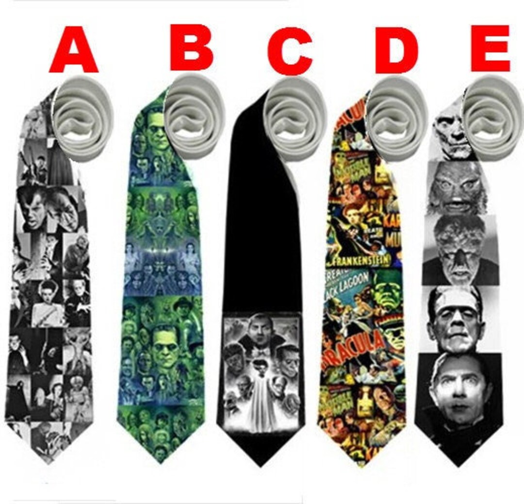 Necktie Horror Movies Universal Monsters Dracula Frankenstein Wolfman ...