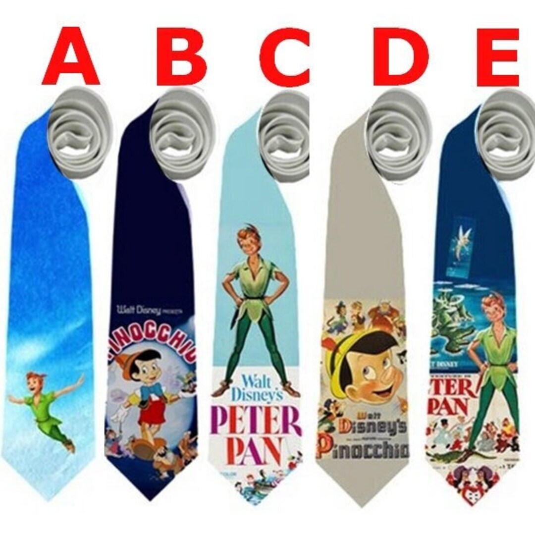 Necktie Peter Pan Wendy Jiminy Cricket Captain Hook Gepetto Pinocchio ...