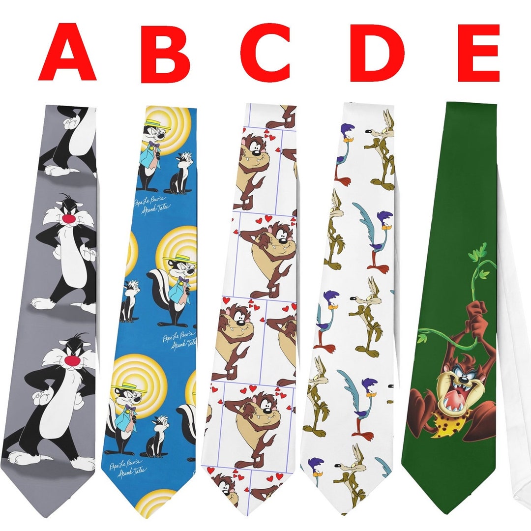 Necktie Sylvester Pepe Le Pew Skunk Wile E Coyote Road Runner Tasmanian ...