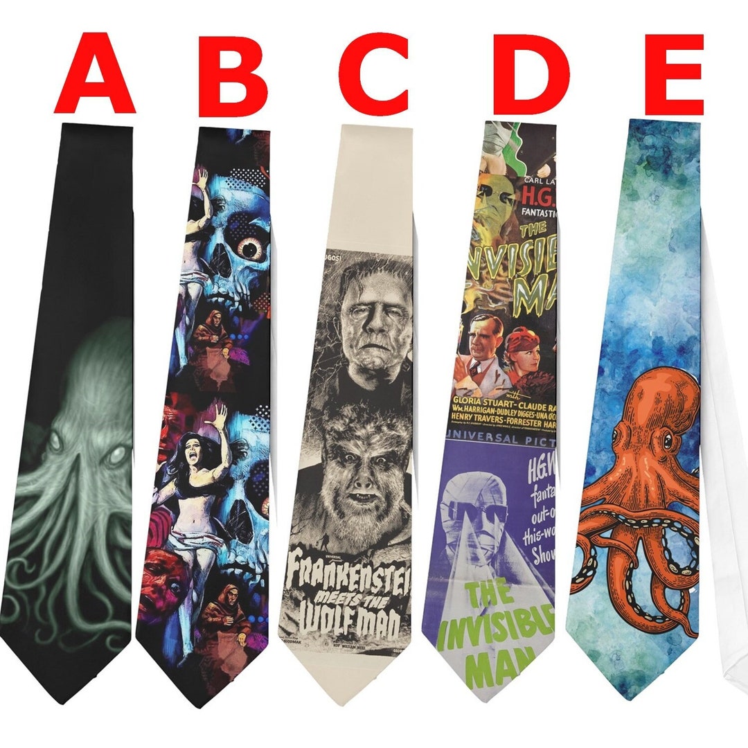 Necktie Halloween Wolfman Werewolf Frankenstein Invisible Man Octopus ...