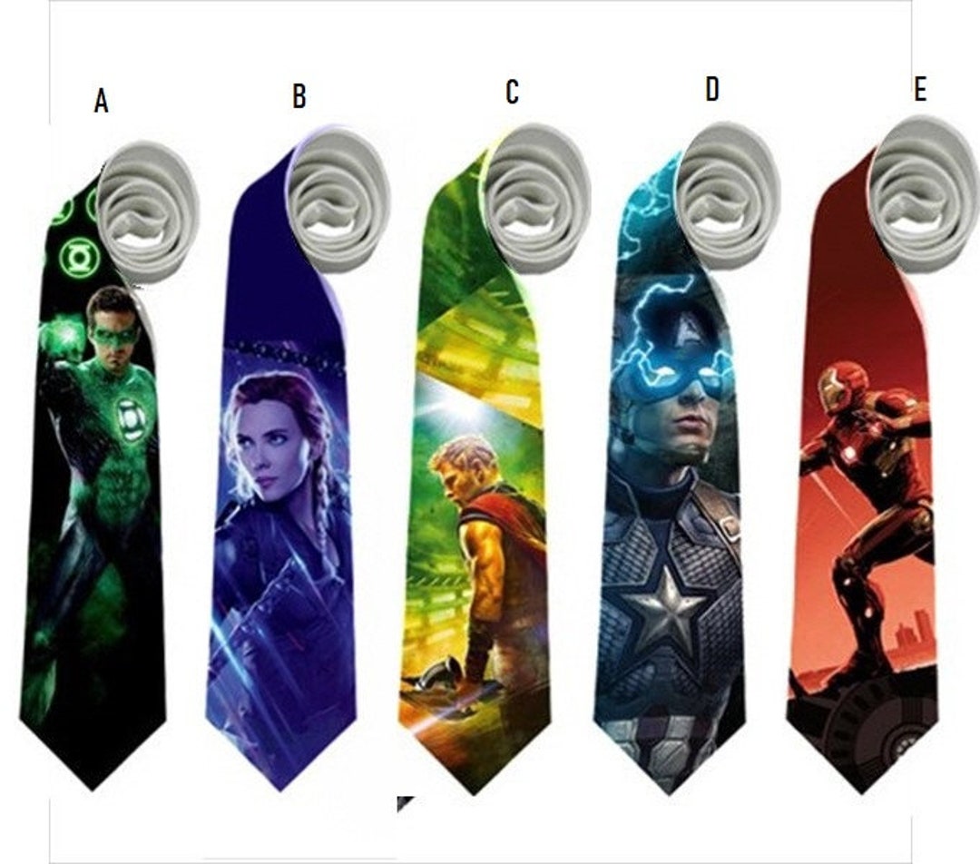 Necktie Ironman Iron Man Black Widow Thor Captain America Green Lantern ...