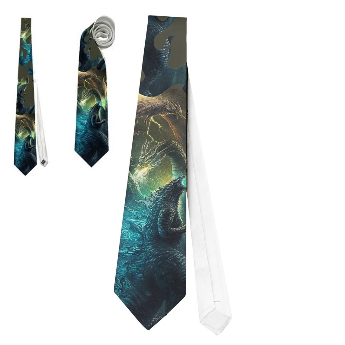 Necktie Godzilla Kaiju Ocean Monster Japanese Tie Cosplay Tokusatsu - Etsy