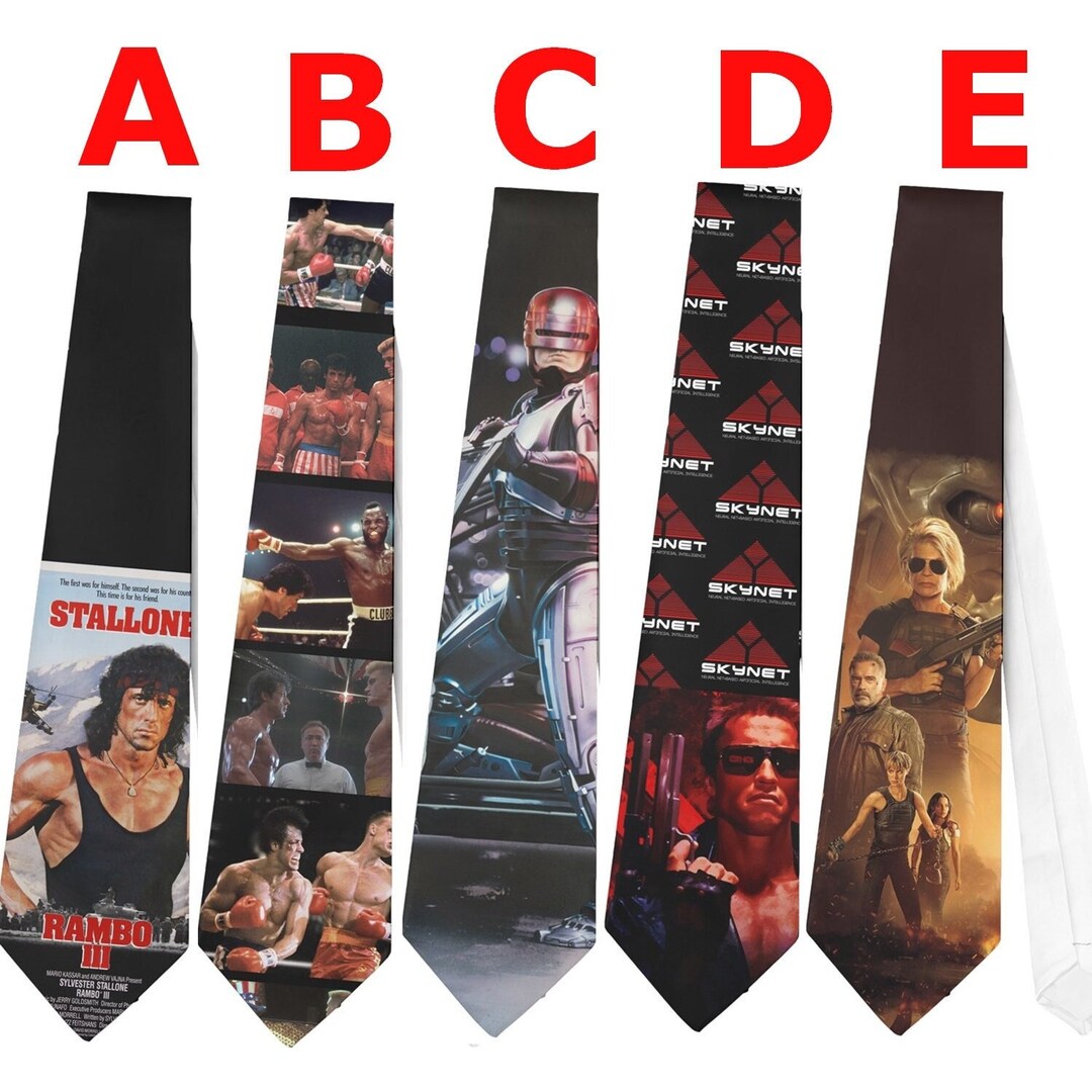 Necktie Rambo Terminator Robocop OCP Rocky Skynet Halloween 80s Action ...