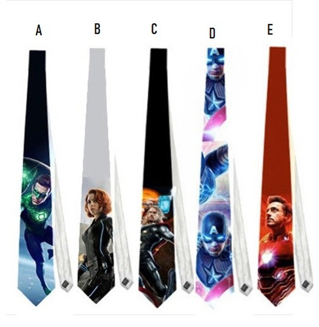 Necktie Ironman Iron Man Black Widow Thor Captain America Green Lantern ...