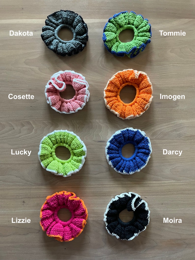 Handmade Colorful Crochet Ruffle Scrunchie - Etsy