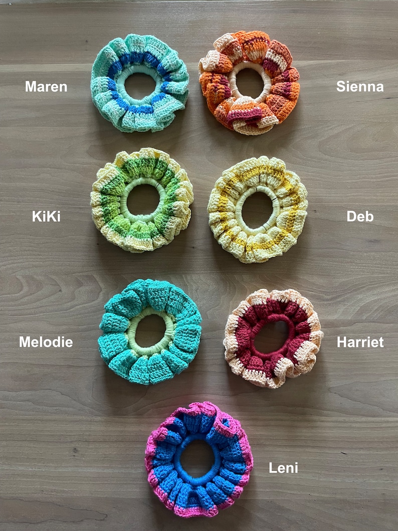 Handmade Colorful Crochet Ruffle Scrunchie - Etsy