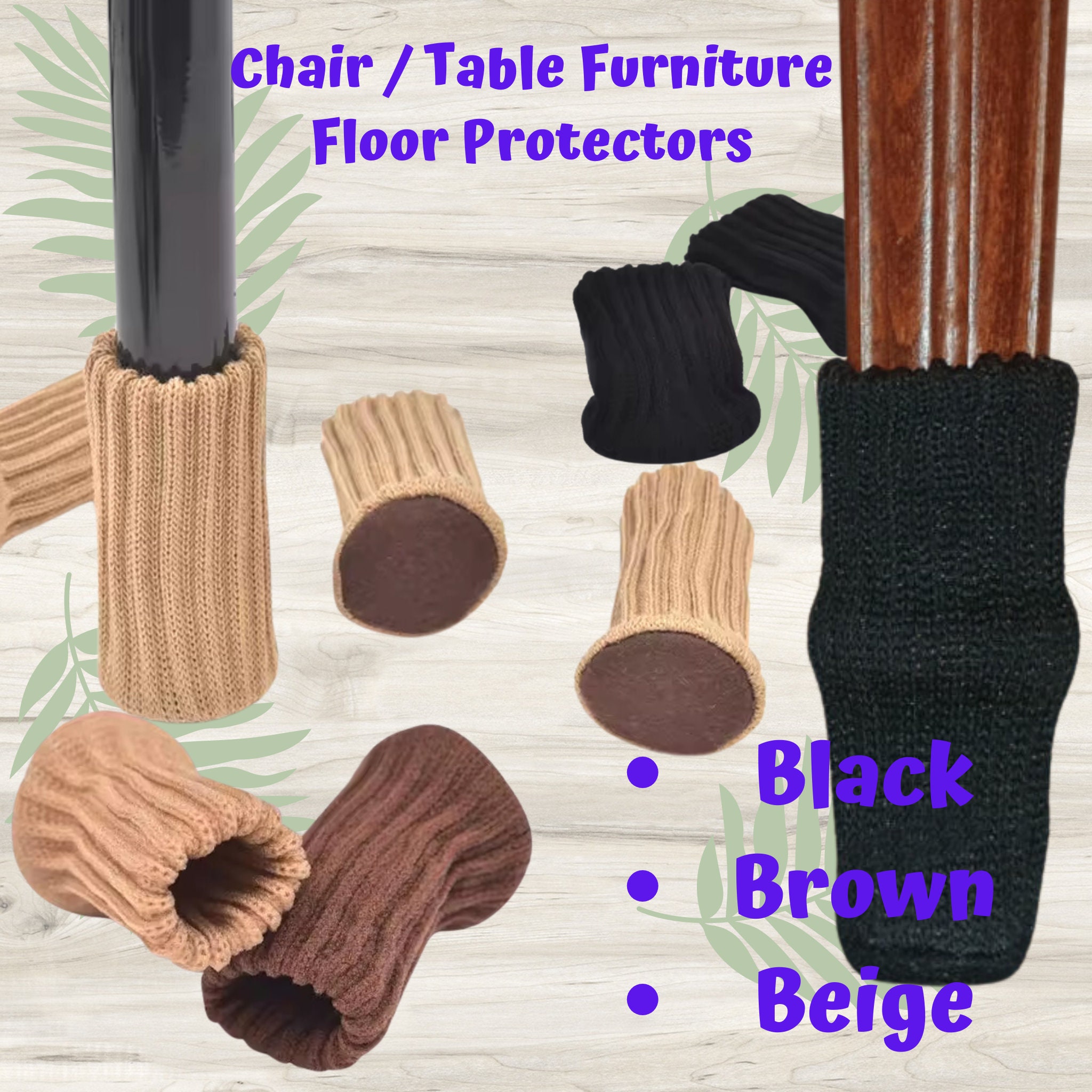 Chair Leg Floor Protectors – 24 Felt Padded Chair Socks, Chair Feet ...