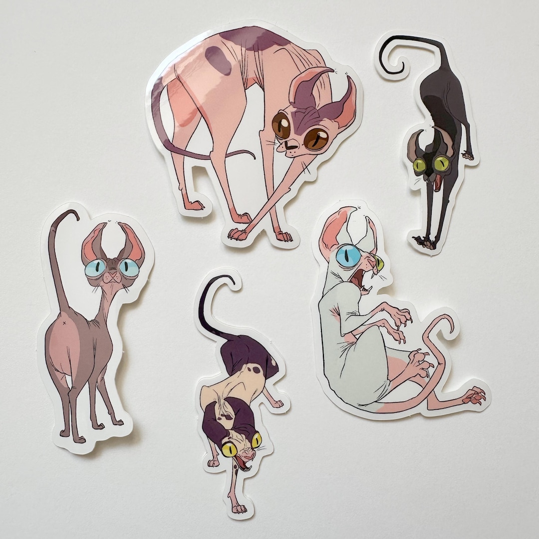Sphynx Cat Sticker Set - 5 Stickers - Etsy