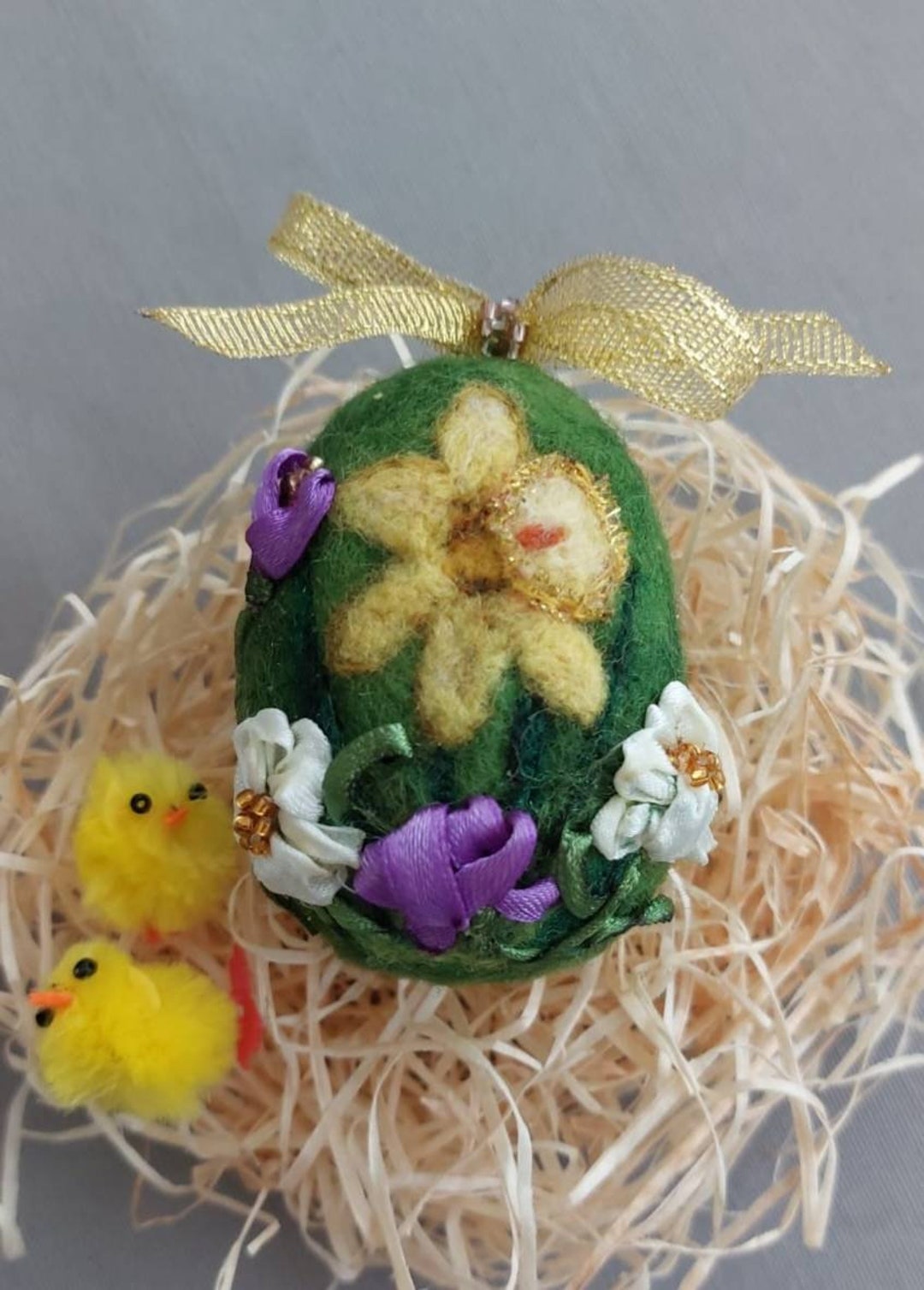 Needle Felted Easter Egg Spring Flowers,needle Felted,spring,easter ...