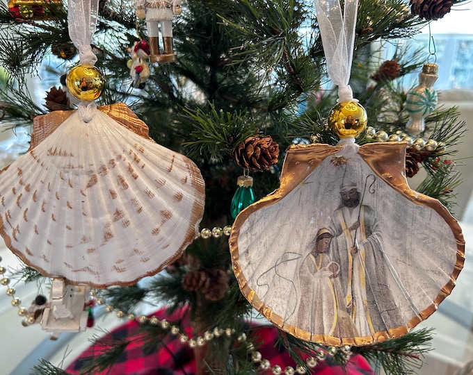 Scallop Shell Ornaments, Christmas Nativity Scallop, Angel Scallop ...