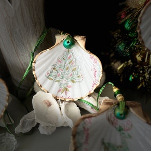 Scallop Shell Ornament, Scallop Shell, Decoupaged Christmas Ornament ...