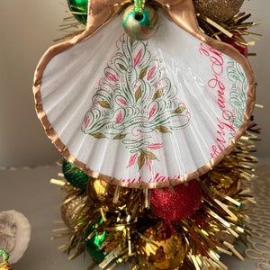 Scallop Shell Ornament, Scallop Shell, Decoupaged Christmas Ornament ...