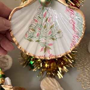 Scallop Shell Ornament, Scallop Shell, Decoupaged Christmas Ornament ...