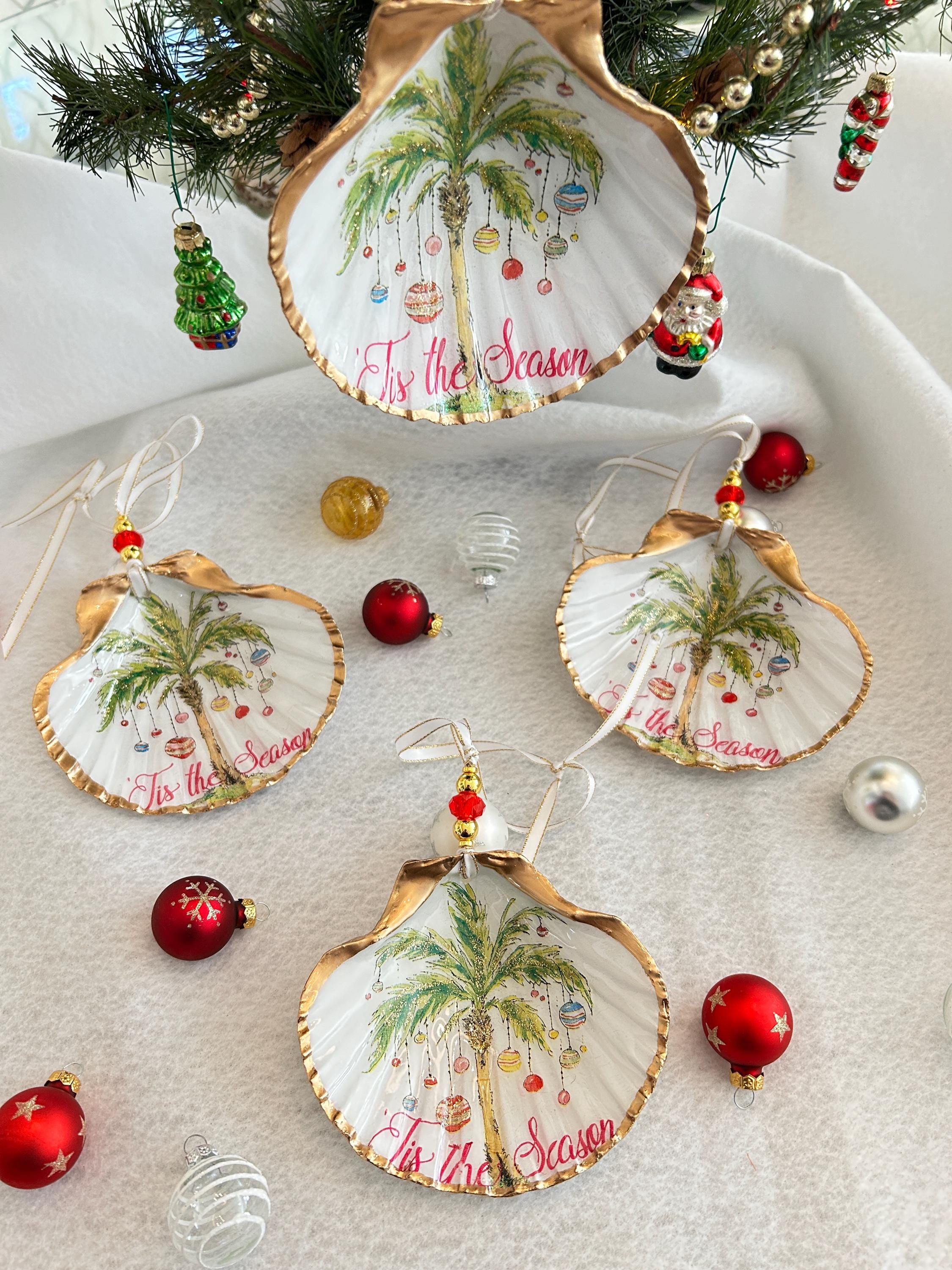Scallop Palm Tree Ornament, Coastal Christmas Decor - Etsy