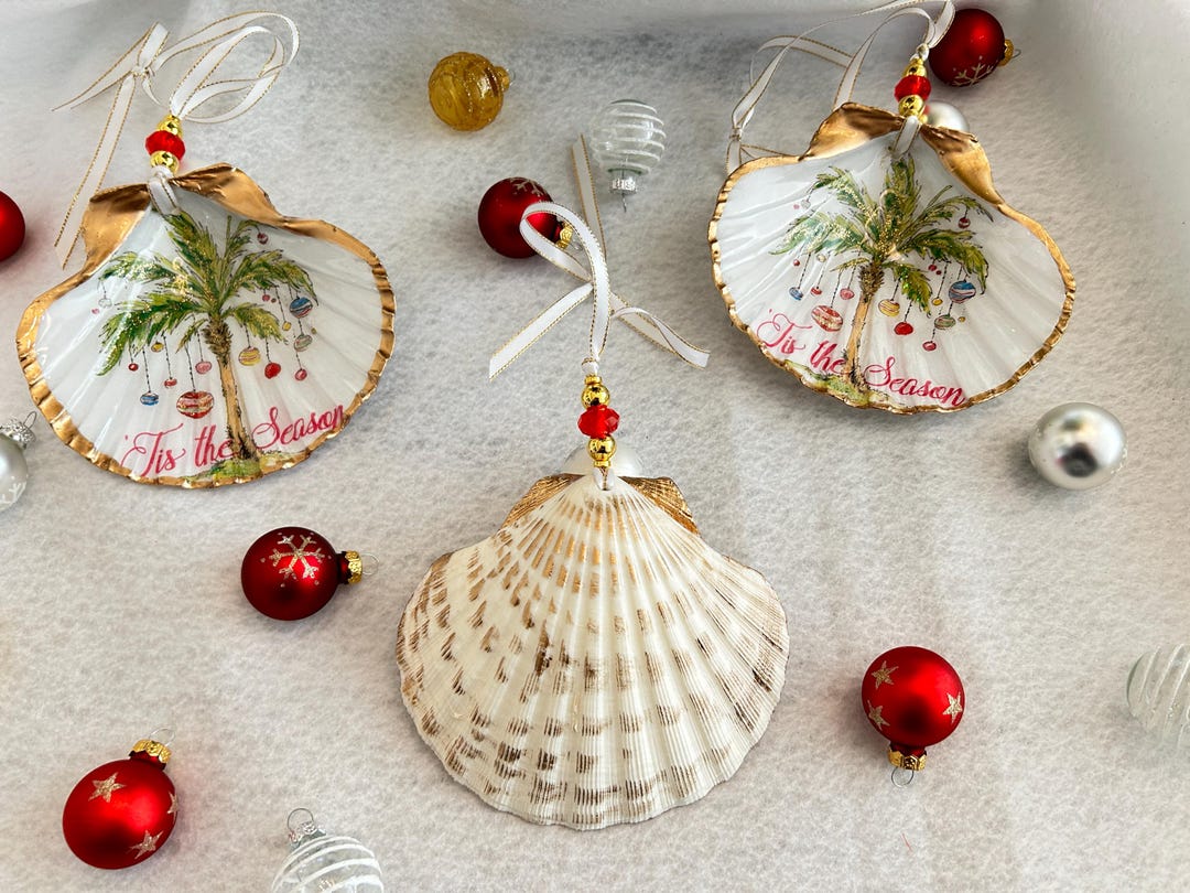 Scallop Shell Ornaments, XL Palm Tree Ornament, Palm Scallop Shell ...