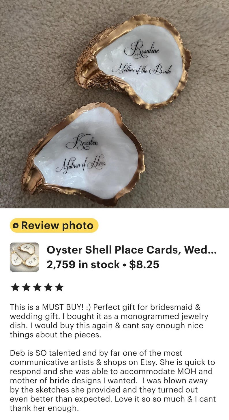 Personalized Oyster Shell Wedding Place Cards: Coastal Favor With ...