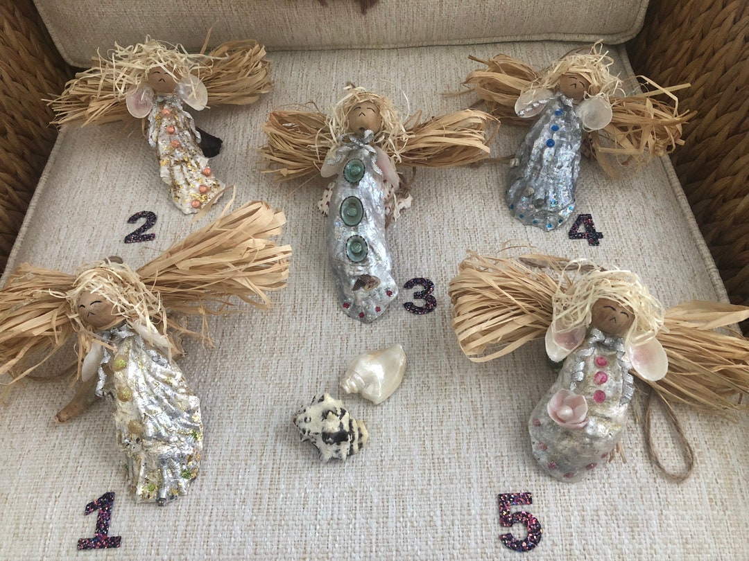 Large Oyster Shell Angels 5"-6" Beautifully Hand Designed for You ...