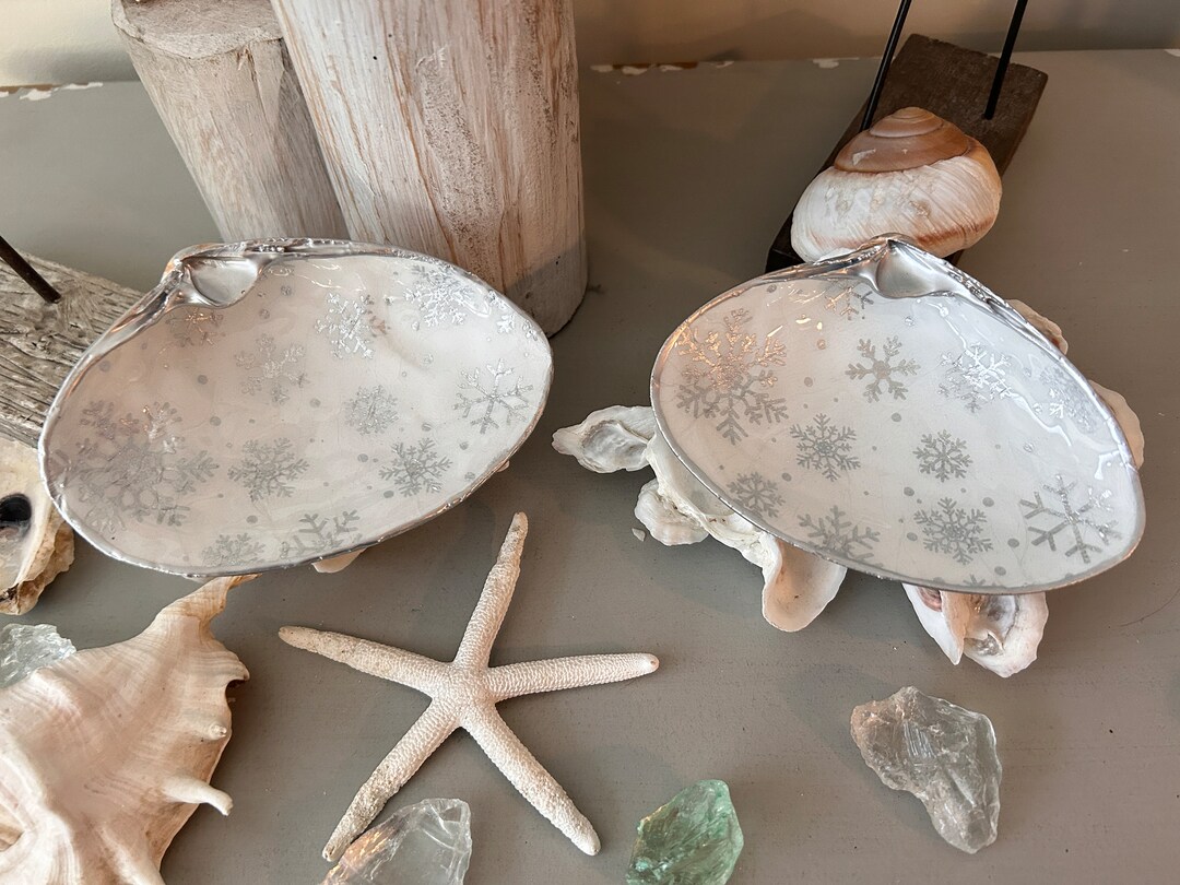 Clam Shell Ring Dish, Clam Shell Jewelry Dish, Decoupaged Trinket Dish ...