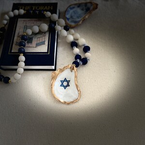 Hanukkah Decor, Hanukkah Necklace, Star of David Prayer Beads, Oyster ...