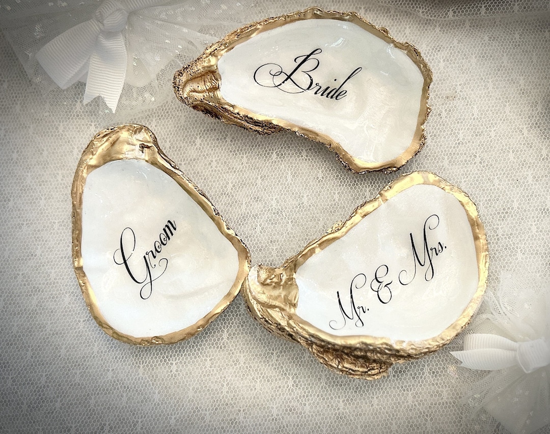 Coastal Wedding Favor | Oyster Shell Place Card | Personalized Keepsake ...