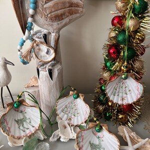 Scallop Shell Ornament, Scallop Shell, Decoupaged Christmas Ornament ...