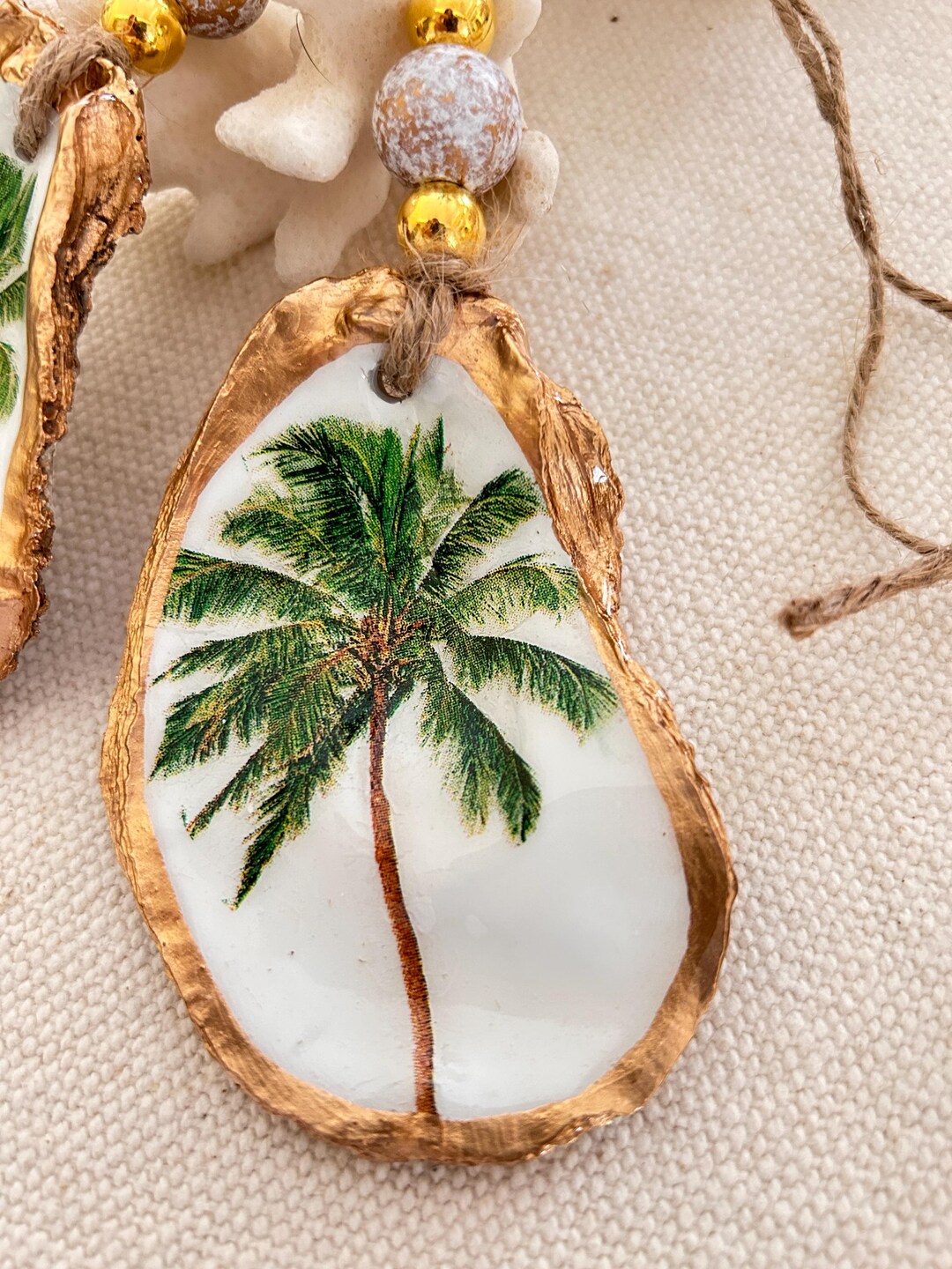 Palm Tree Oyster Shell Ornament: Coastal Christmas Decor - Etsy