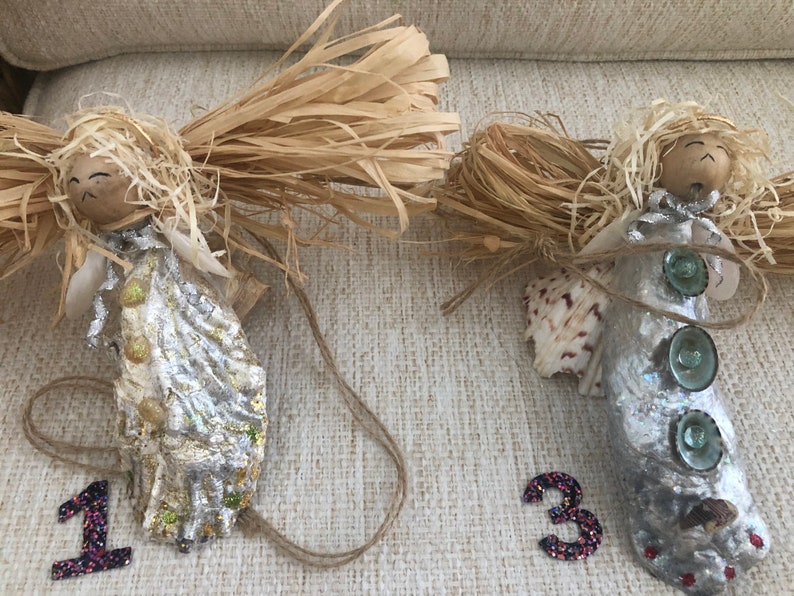 Large Oyster Shell Angels 5"-6" Beautifully Hand Designed for You ...