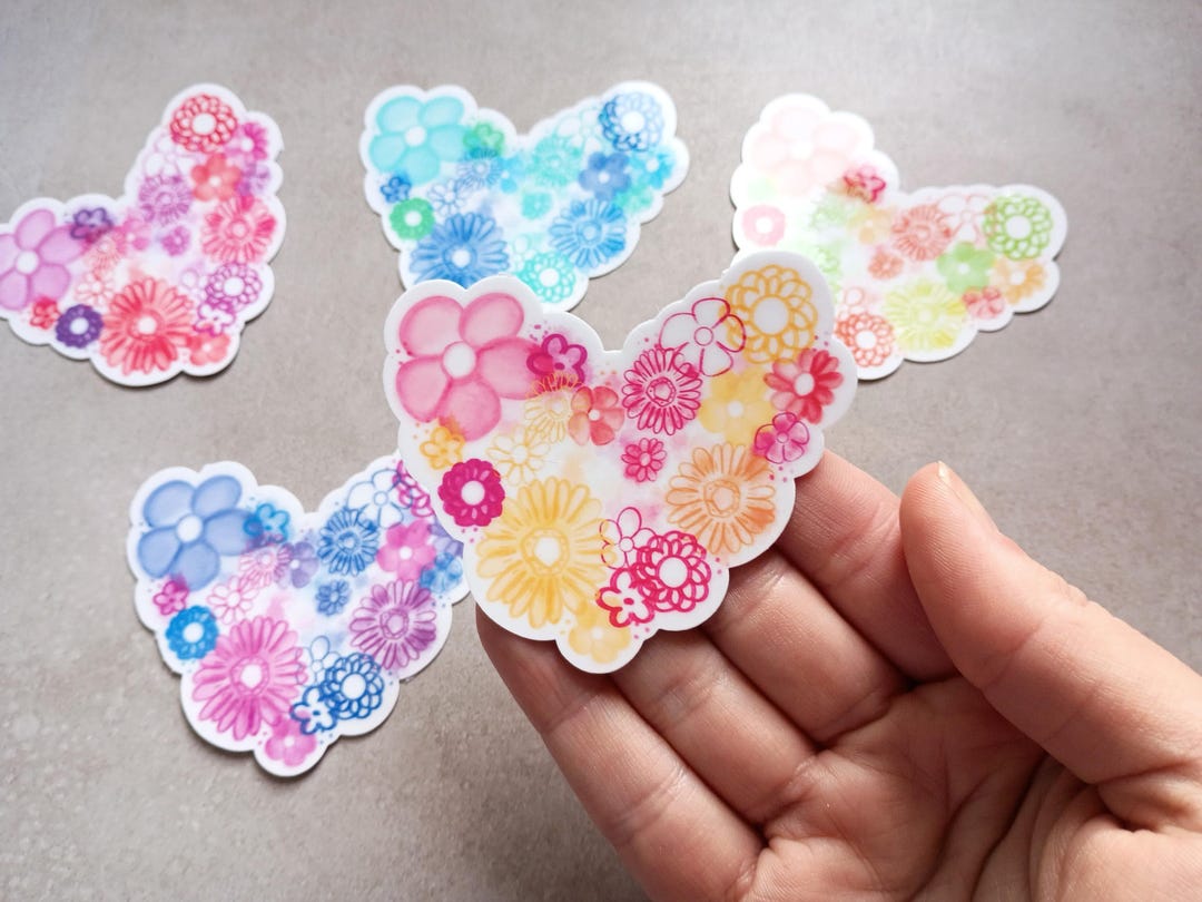 Bright Floral Heart Sticker - Love Decal for Laptops, Kindles, Journals ...
