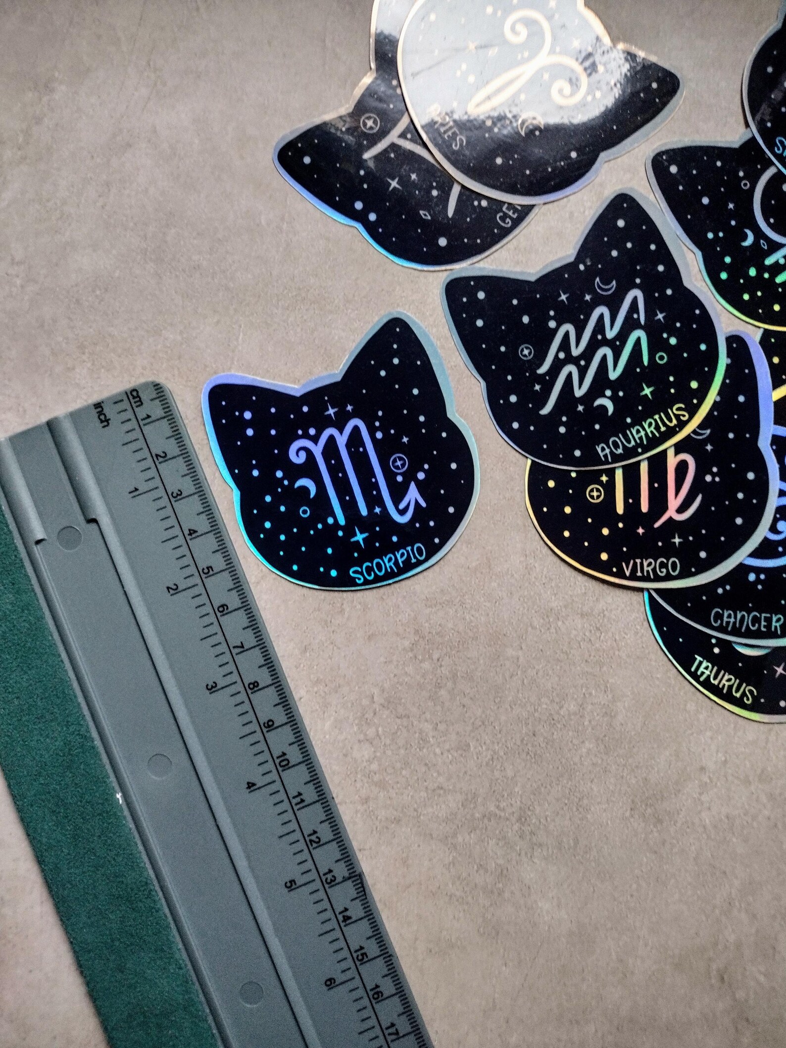 Zodiac Sign Holographic Cat Sticker Astrology Decal for Laptops and ...