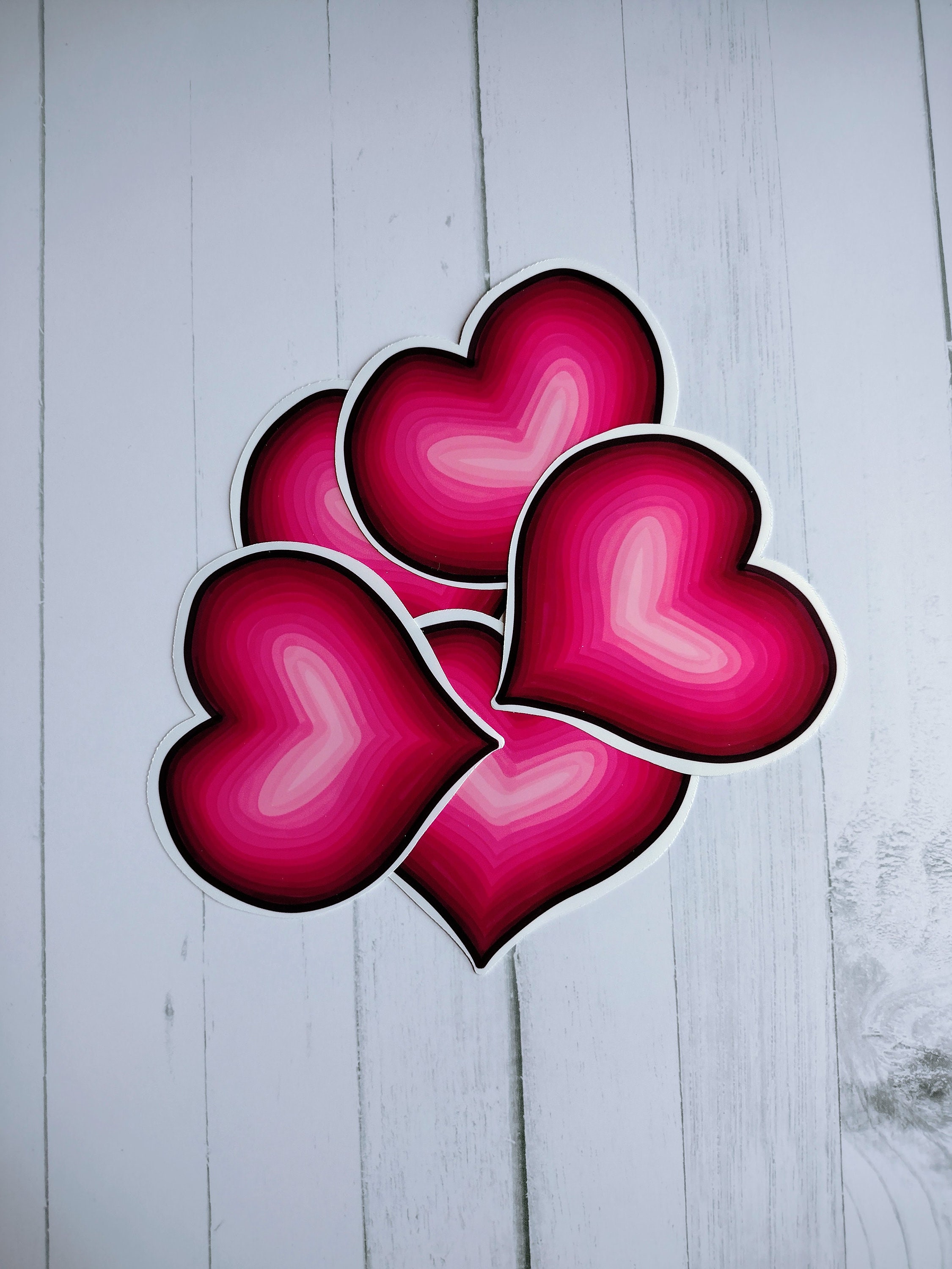 Pink Heart Sticker Ombre Die Cut Decal Unique Stationery - Etsy