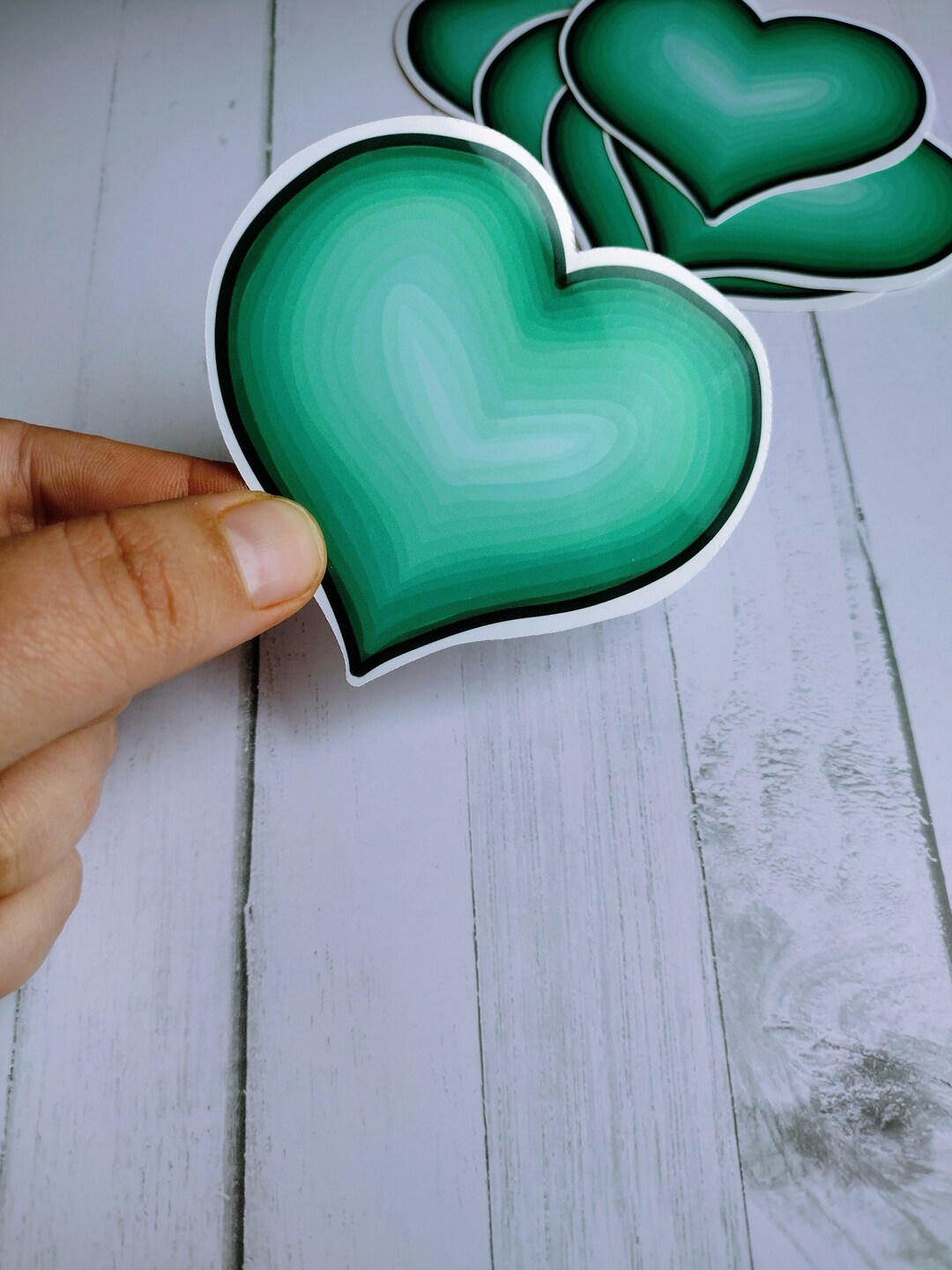 Heart Sticker, Light Green Ombre Decal, Unique Stationery Supplies ...