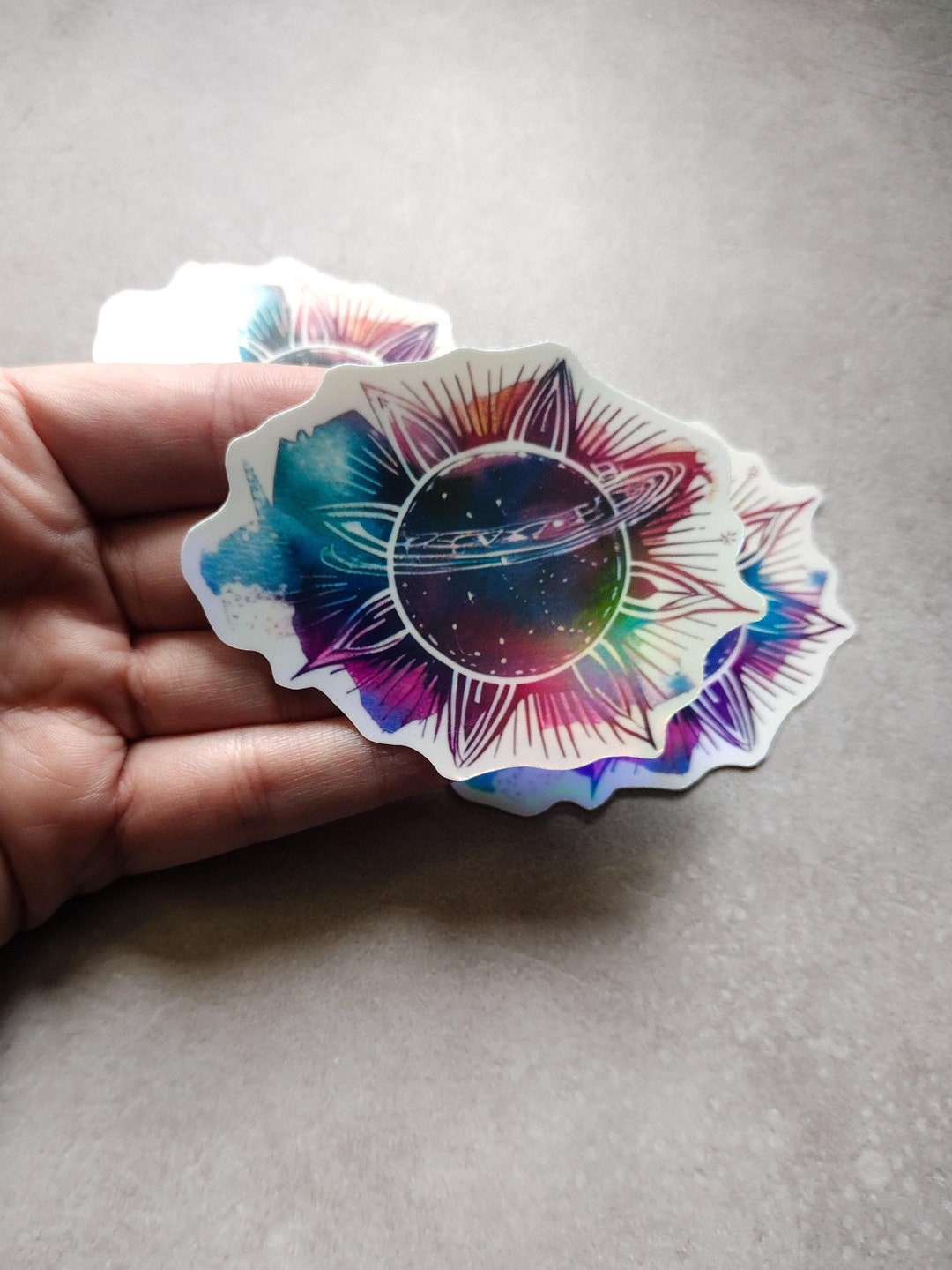 Holographic Space Sticker Celestial Planet Decal for Laptops and Water Bottles, Boho Aesthetic ...