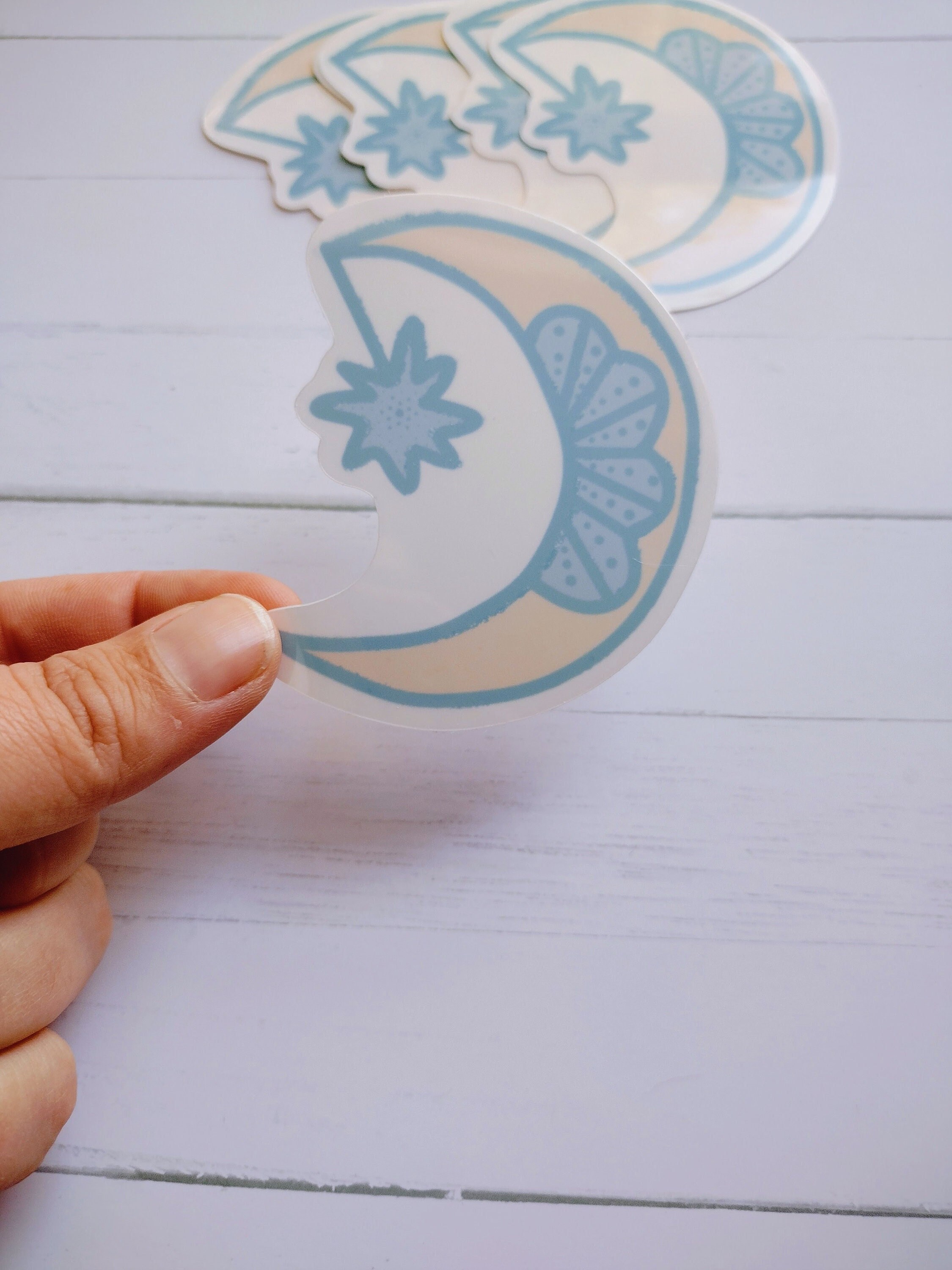 Moon Sticker Crescent Moon Decal Celestial Scrapbook - Etsy