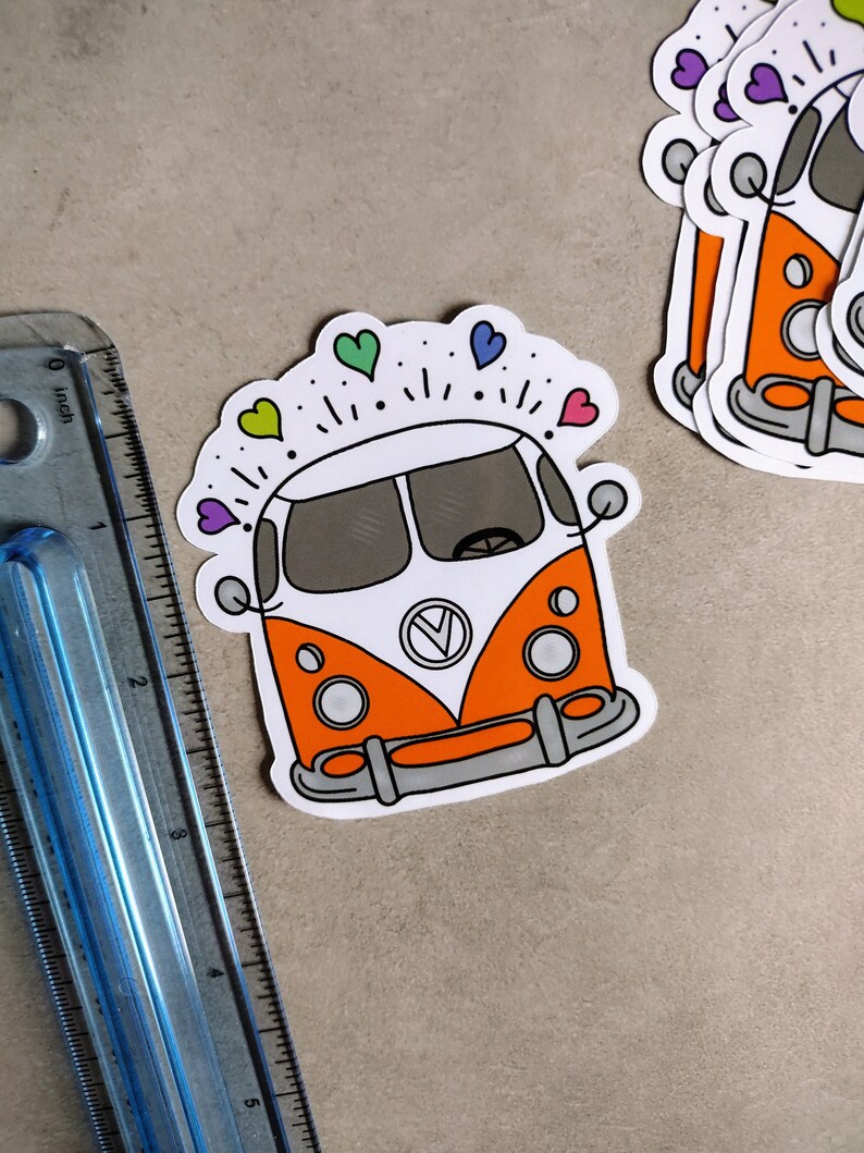 Retro Camper Van Sticker, Vintage Hippie Adventure Decal for Laptops ...