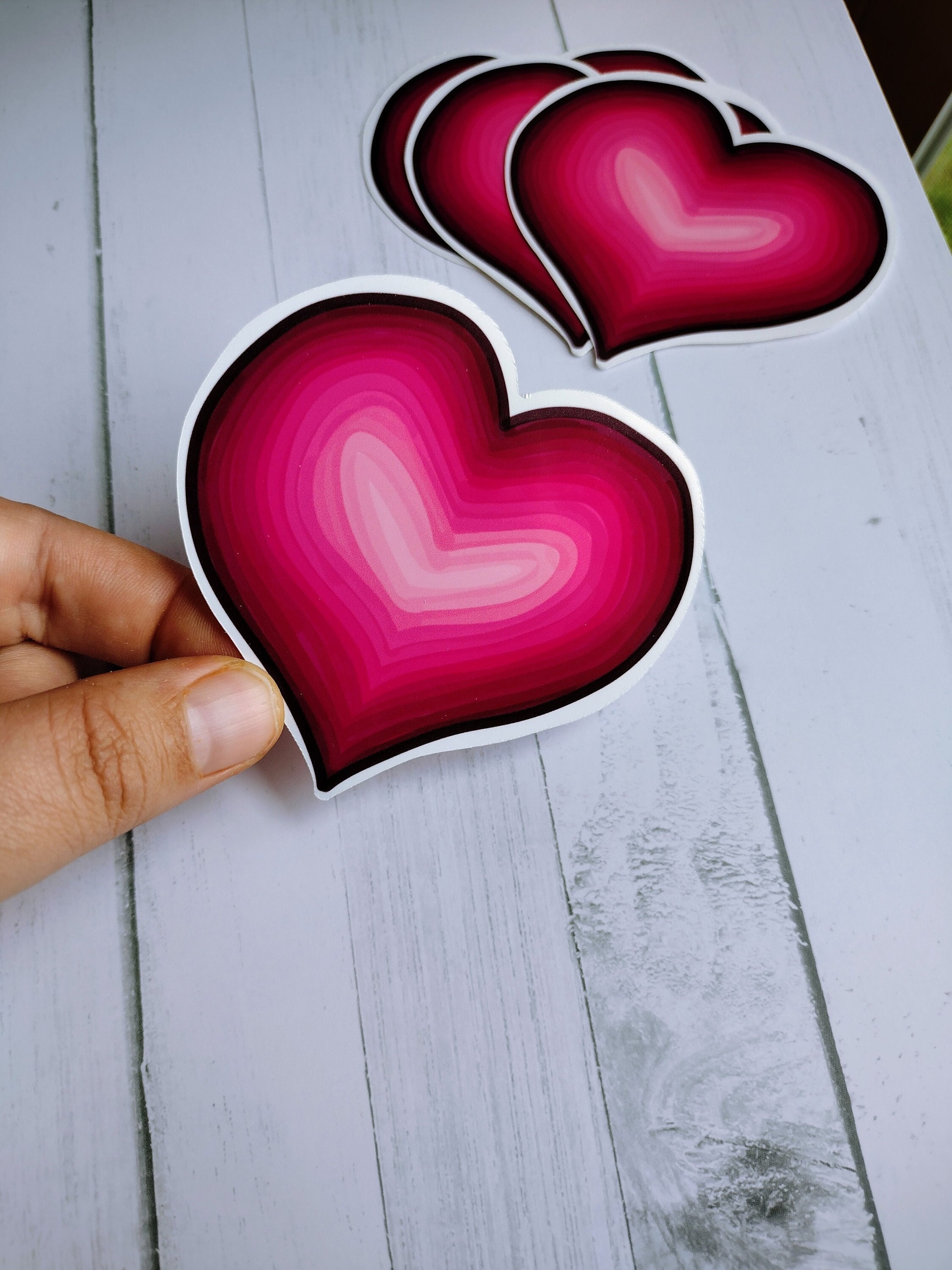Pink Heart Sticker Ombre Die Cut Decal Unique Stationery - Etsy